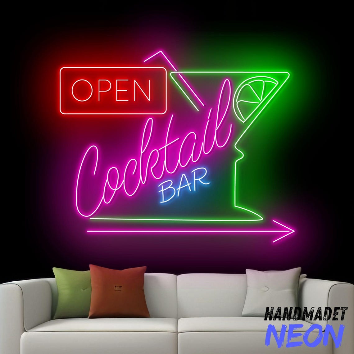 Open Cocktail Bar Neon Sign, Cocktail Bar Led Sign, Cocktail Open Neon ...