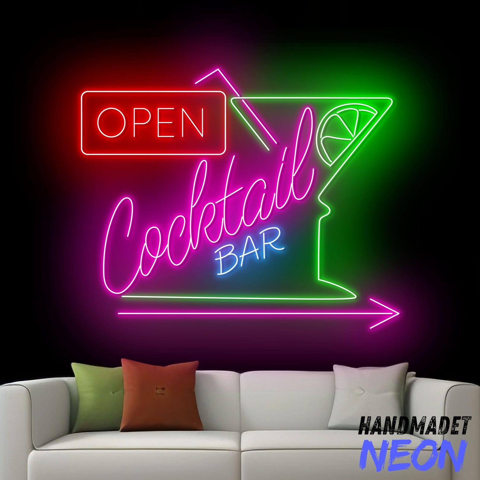 Open Cocktail Bar Neon Sign, Cocktail Bar Led Sign, Cocktail Open Neon ...