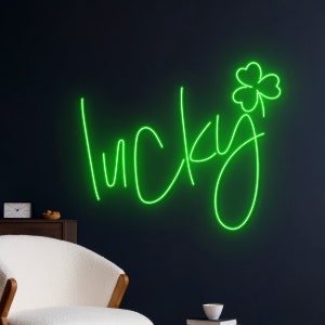 Lucky Neon Sign, Shamrock Neon Light, 3 Leaf Clover Led Light, St ...