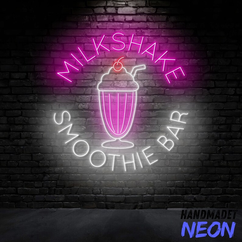 Milkshake Smoothie Bar Neon Sign, Milkshake Led Sign, Smoothie Neon ...