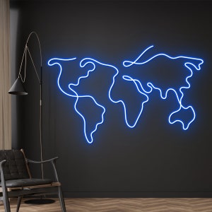 Custom World Map Neon Sign, Travel Map LED Light, Adventure Neon Light ...