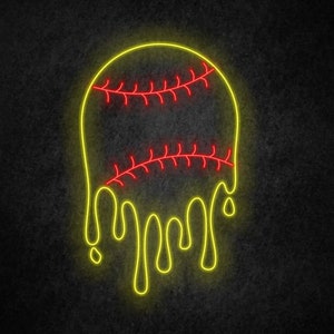 Dripping Baseball Led Sign, Baseball Neon Sign, Wall Decor, Custom Neon ...