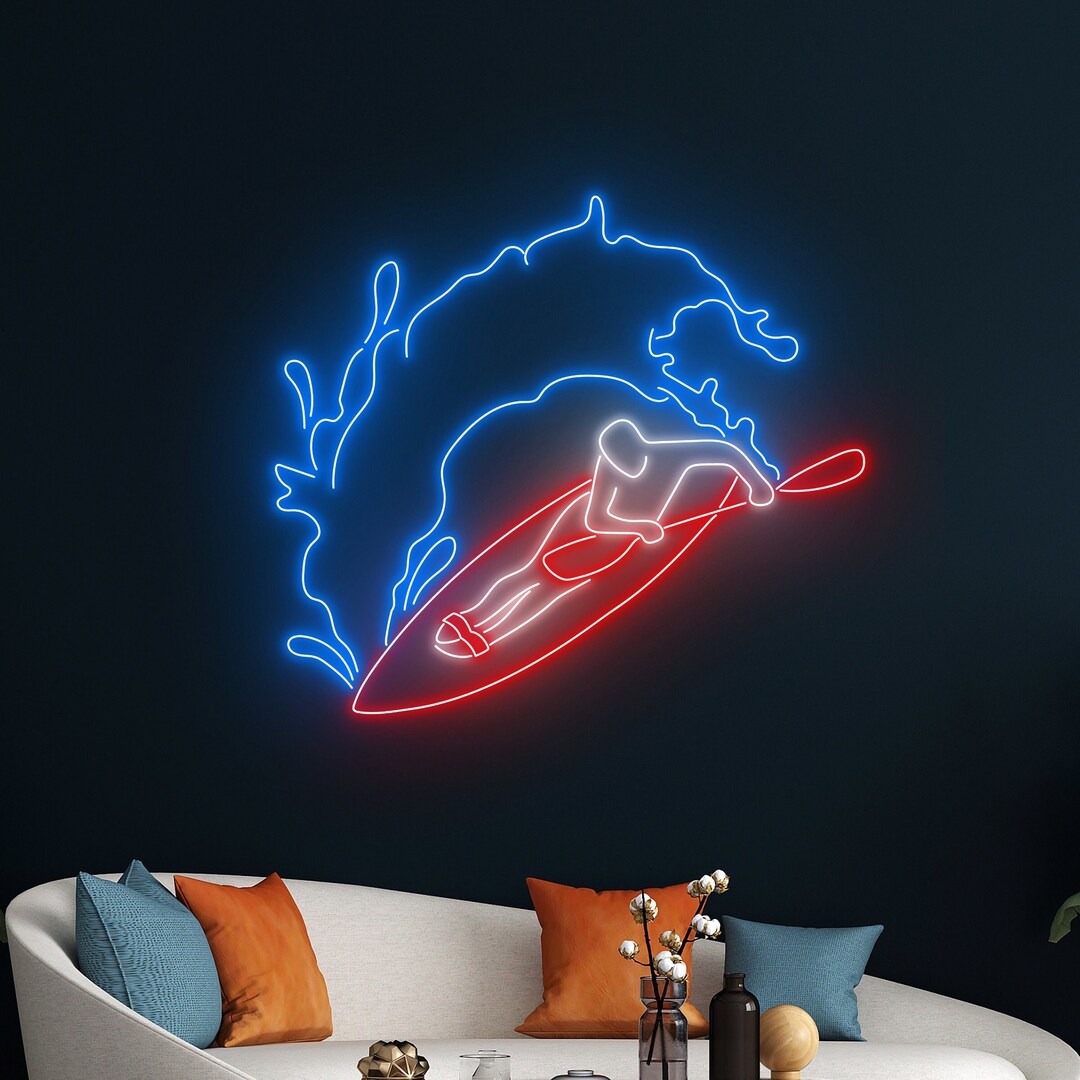Waveski Neon Sign, Rowing Boat Led Sign, Rowing Boat Man Led Sign, Home ...