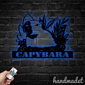 Custom Capybara Metal Wall Art LED Light, Capybara Metal Sign, Capybara ...