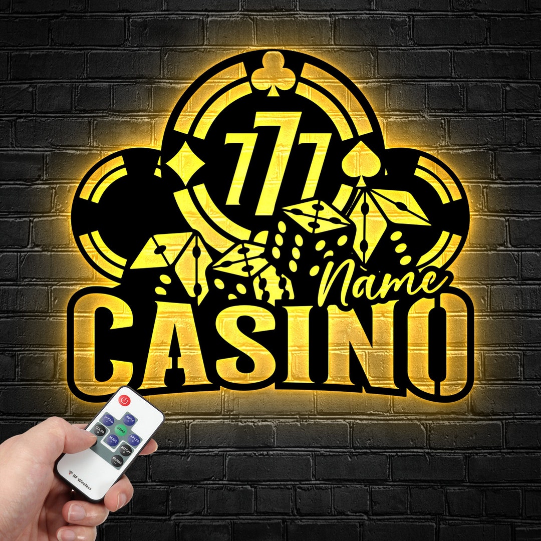 Personalized Metal Wall Art LED Light, Playing Cards Metal Sign, Custom ...