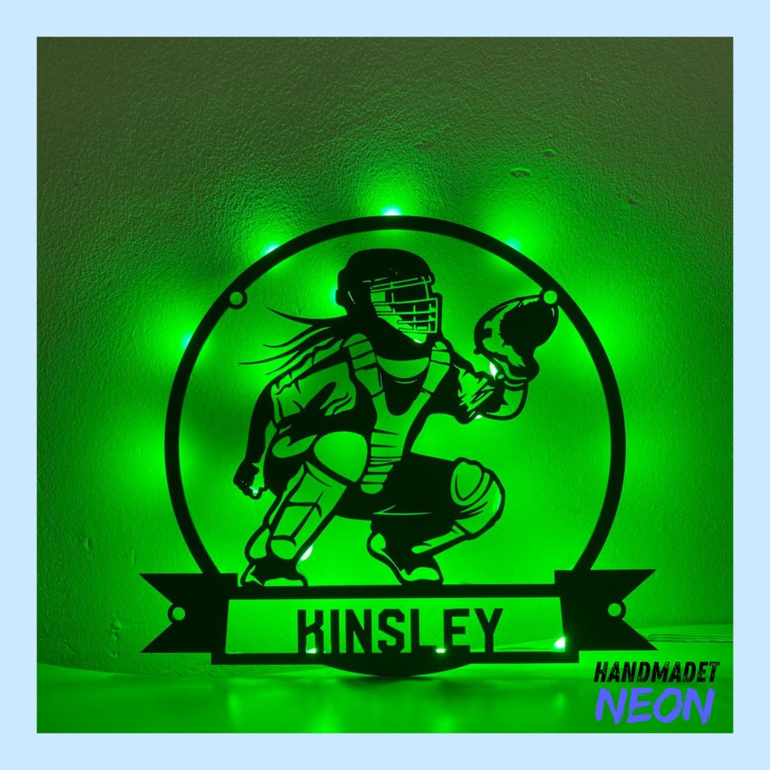 Personalized Softball Catcher Metal Sign, Softball Metal Light, Player ...