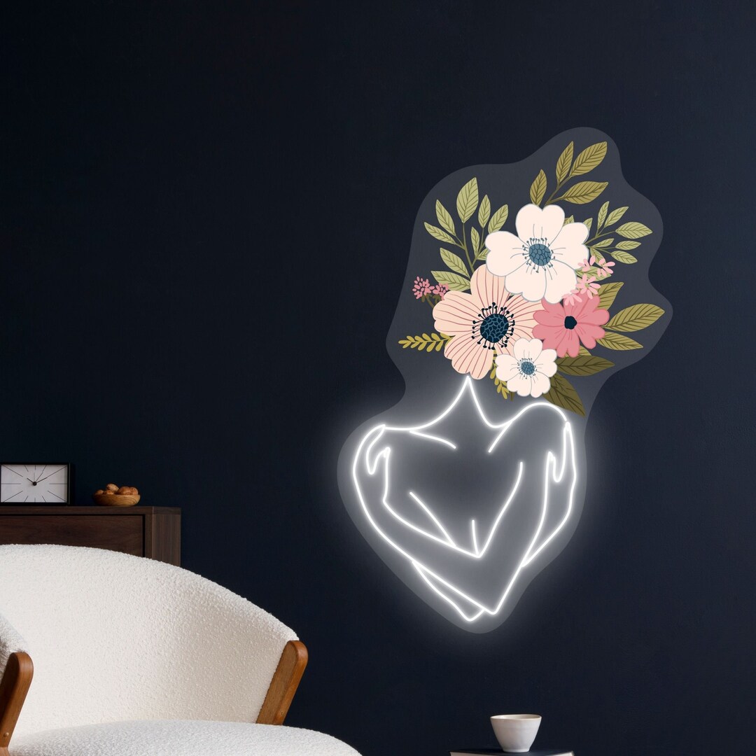 Flower Girl Led Sign, Girl Flowers Acrylic Neon Sign, Flower Neon Light ...
