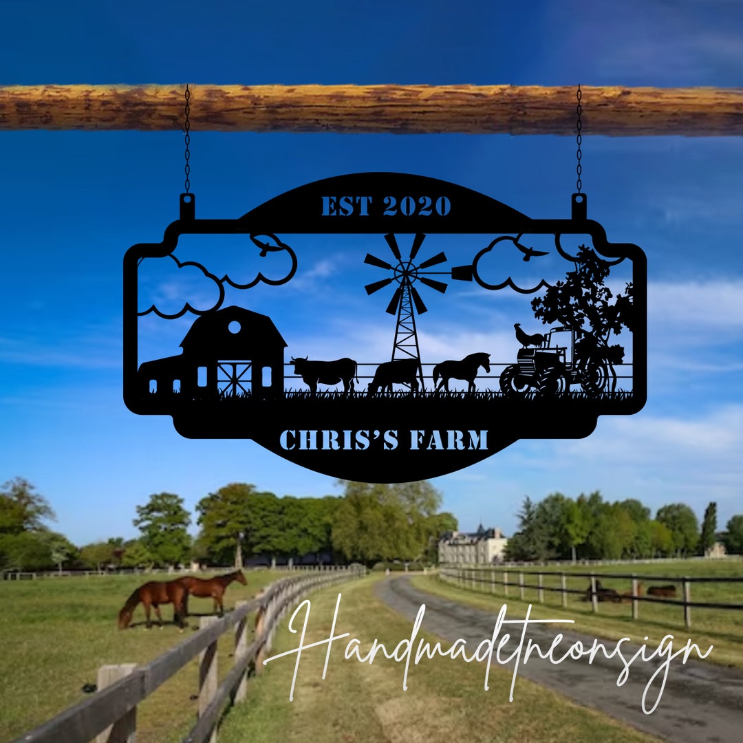 Personalized Outdoor Farm Name Sign Hanging Metal Sign -custom Farm ...