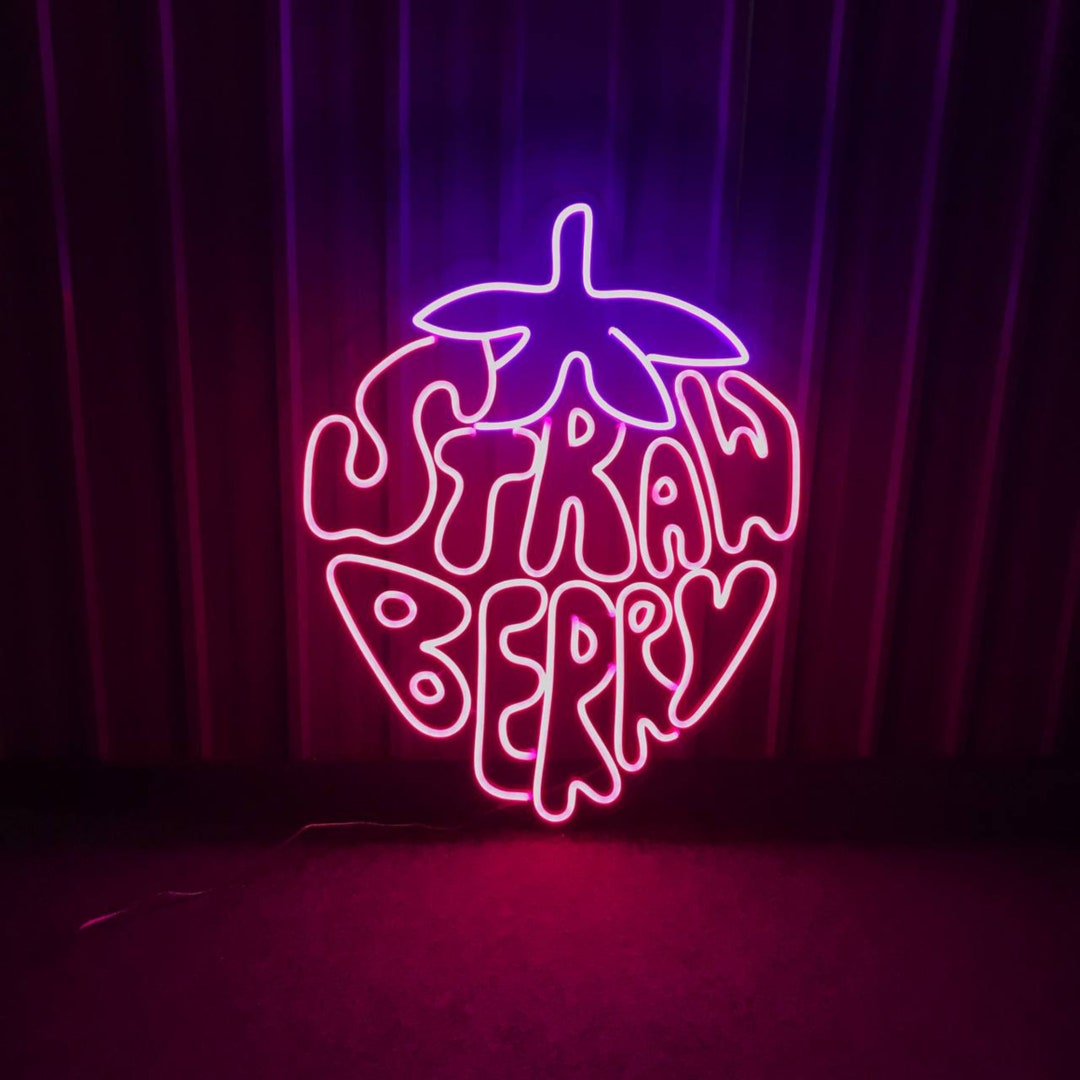 Strawberry Neon Sign, Strawberry LED Sign, Berry Neon LED Light, Fruit ...