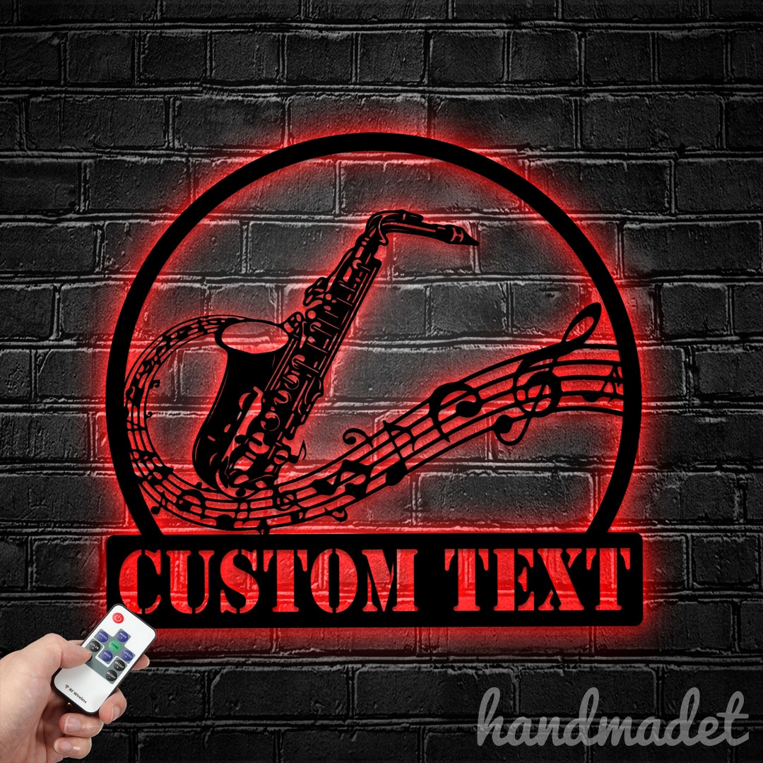 Personalized Saxophone Metal Sign, Saxophone Metal Light, Artist Name ...