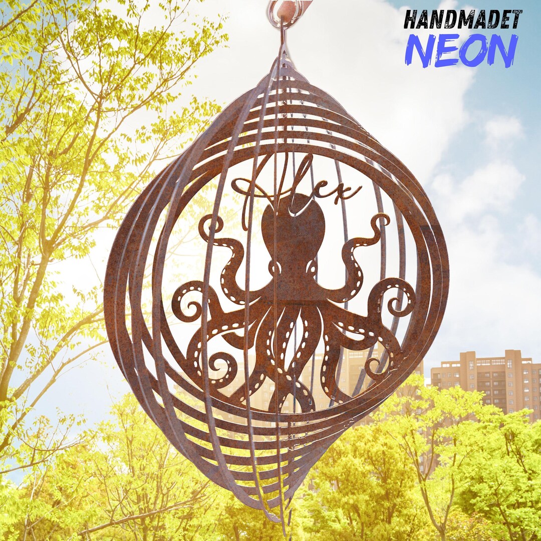 Rusty Octopus Metal Wind Spinner: Beach House Garden Decor - Etsy UK