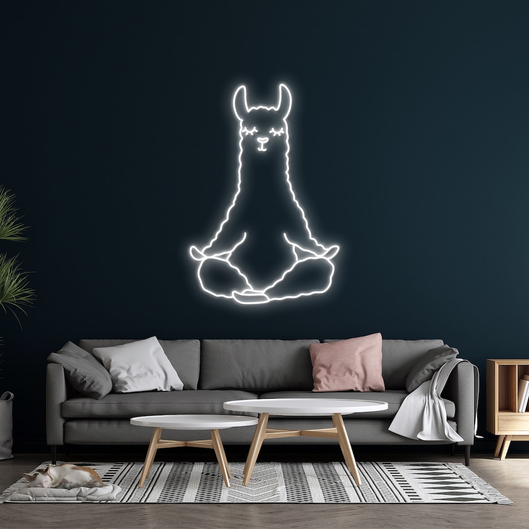 Alpaca Doing Yoga Pose Neon Sign, Alpaca Led Signs, Alpaca Led Lights ...