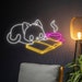 Custom Cat Reading Book Neon Sign, Cat Book LED Light, Cat Led Sign ...