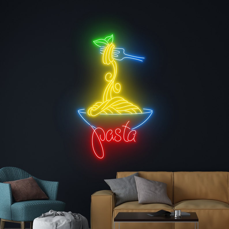 Pasta Spaghetti Neon Sign, Pasta Led Light, Italy Noddles Neon Sign ...