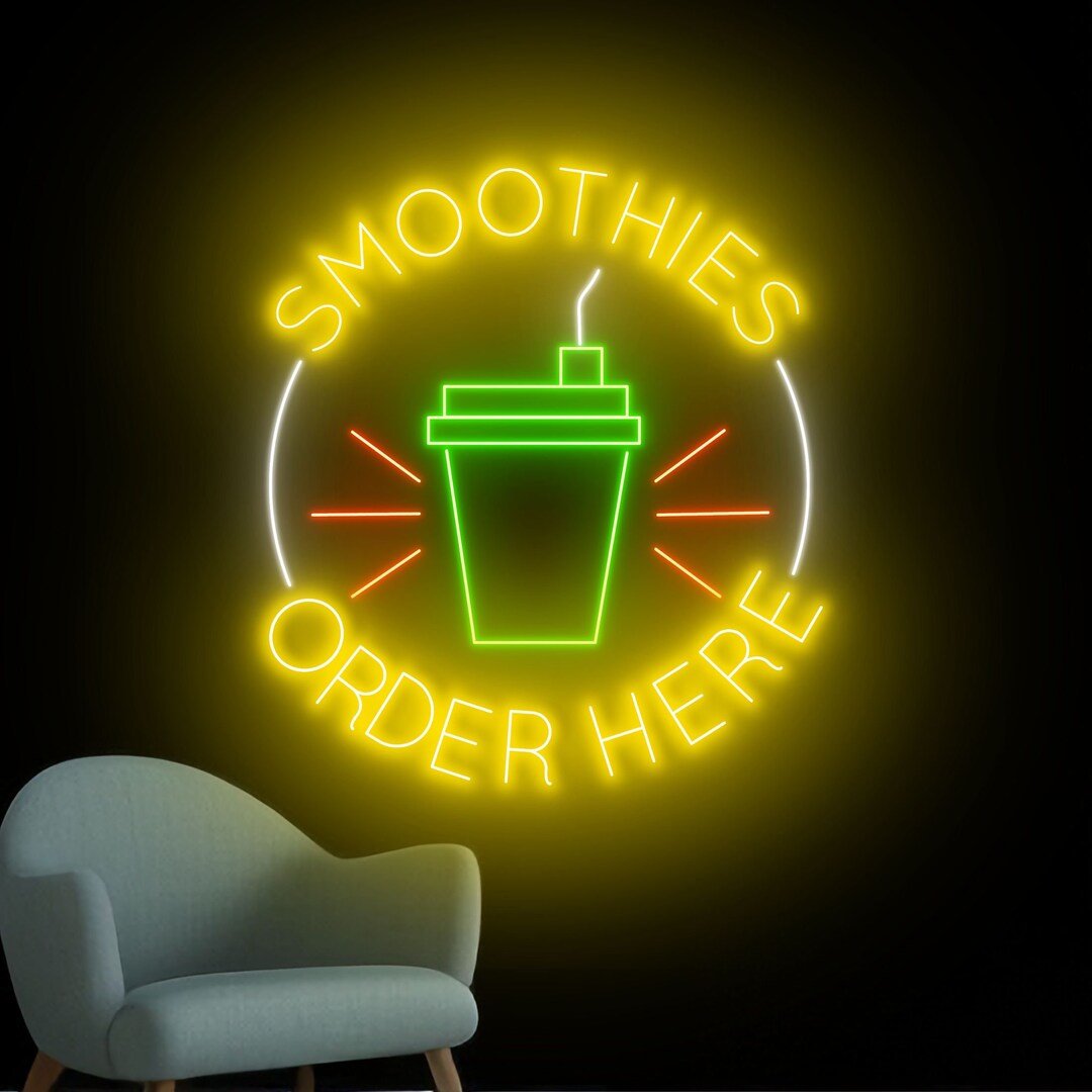 Smoothies Order Here Neon Sign, Smoothie LED Light, Smoothie Fruit Neon ...