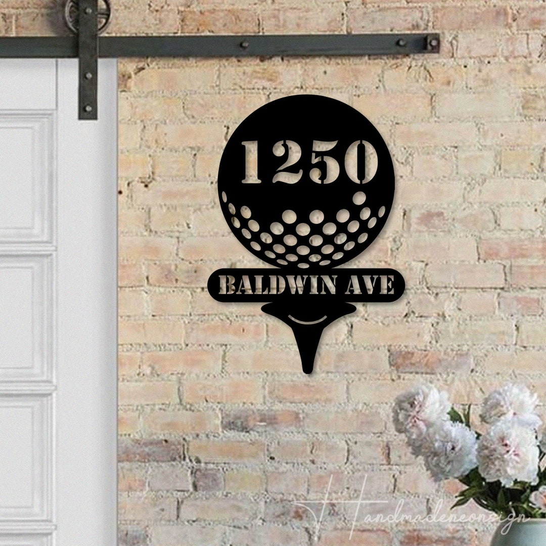 Personalized Golf House Number, Golf Ball Home Number Metal Wall Sign ...