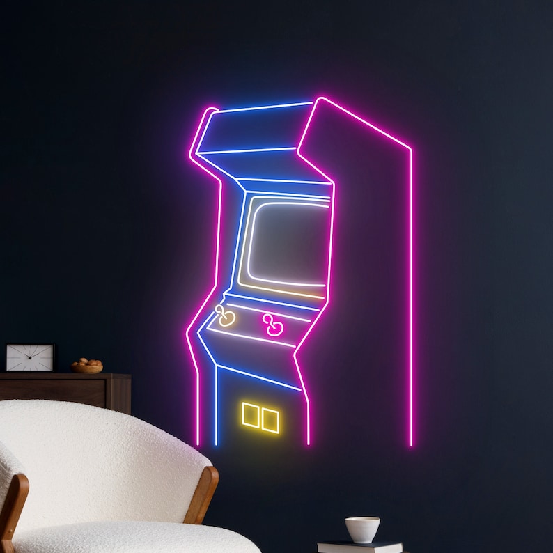 Arcade Game Machine Neon Sign, Game Machine Led Sign, Arcade Led Light ...