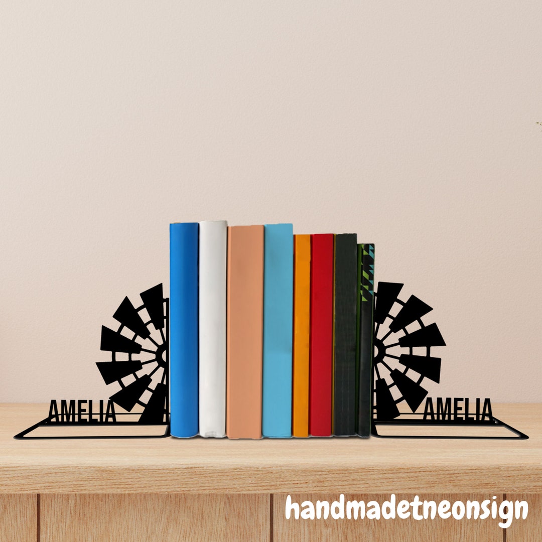 Custom Windmill Metal Bookends Windmill Name Bookend, Windmill Metal ...