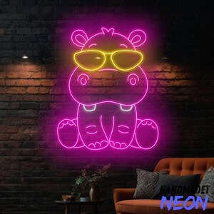 Hippopotamus Neon Sign, Hippo Led Sign, Hippo Led Light, Hippopotamus ...