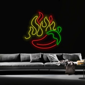Chili Pepper LED Neon Sign, Chili Led Sign, Chili Neon Sign, Wall Decor ...