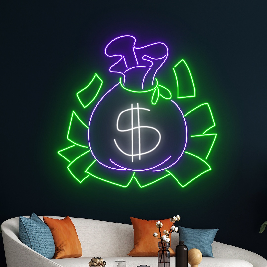 Money Bag Led Sign, Dollar Bag Neon Sign, Money Neon Light, Dollars Led ...