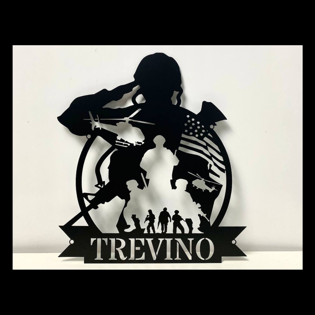 Custom US Soldier Metal Wall Art LED Light, Personalized American Army ...