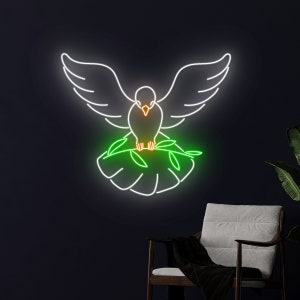Dove Neon Sign, Flying Pigeon LED Light, Peace Bird Neon Light, Freedom ...