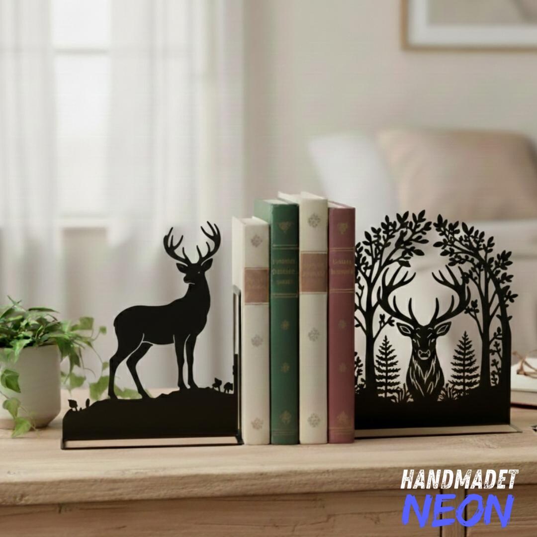 Personalized Deer Metal Bookends for Desk Decor, Custom Name Metal Book ...