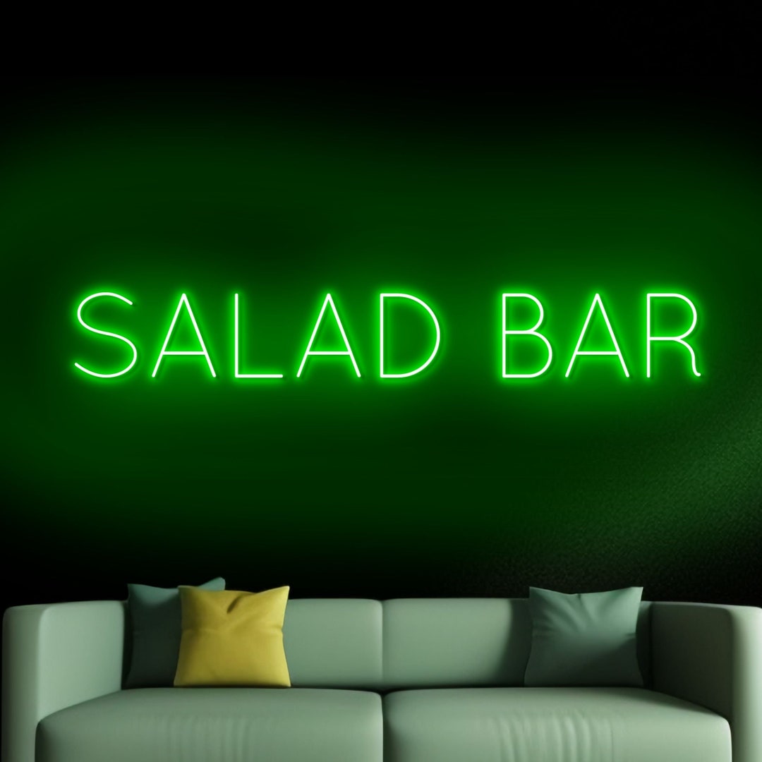 Salad Bar Neon Wall Sign, Salad Food Led Wall Light, Custom Text Led ...