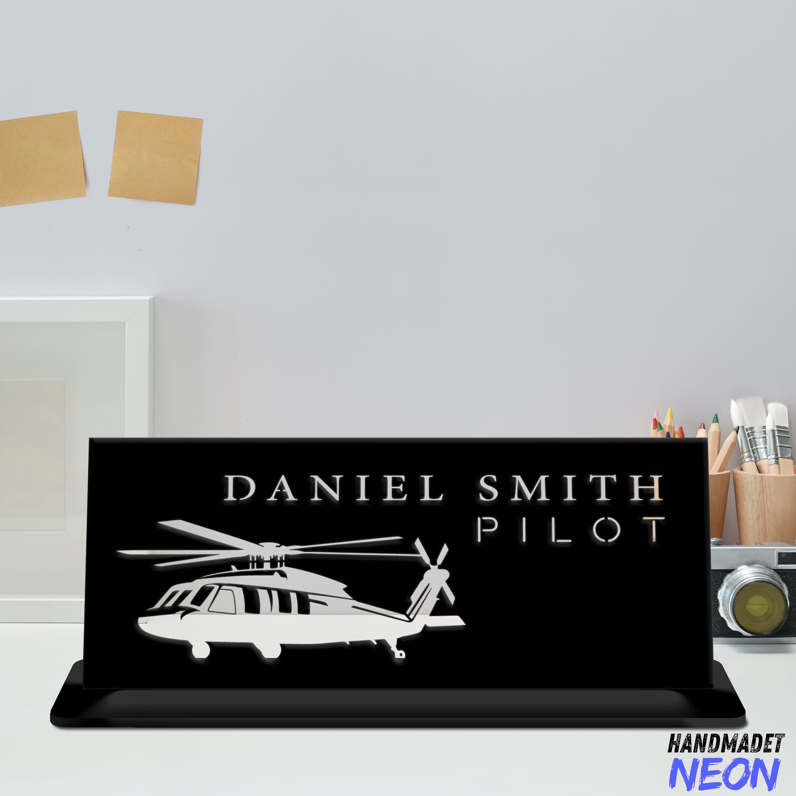 Custom Helicopter Airplane Metal Name Plate Helicopter Name Plate Table ...