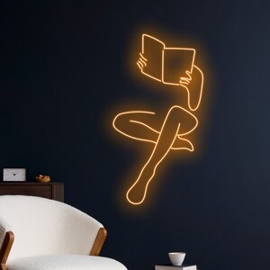 Book Neon Sign, Reading Book Neon Light, Bookworm LED Light, Bookish ...