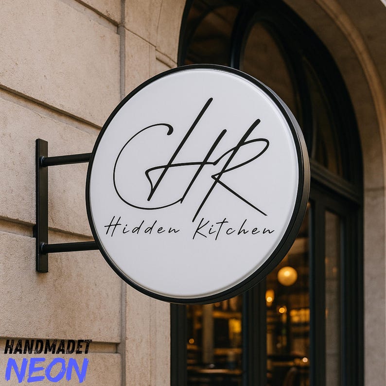 LED Light Box Sign – Double-sided Round Acrylic Metal Storefront Sign ...