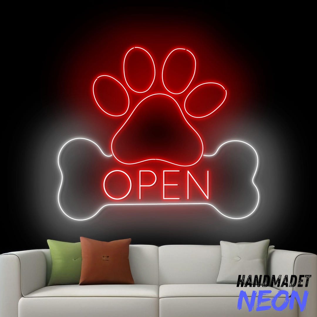 Pet Shop Open Neon Sign Paw Dog Cat Led Sign, Pet Spa Neon Light, Pet ...