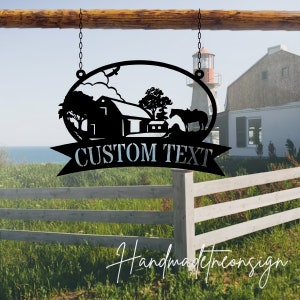 Custom Outdoor Welcome to the Farm Metal Sign Hanging -personalized ...
