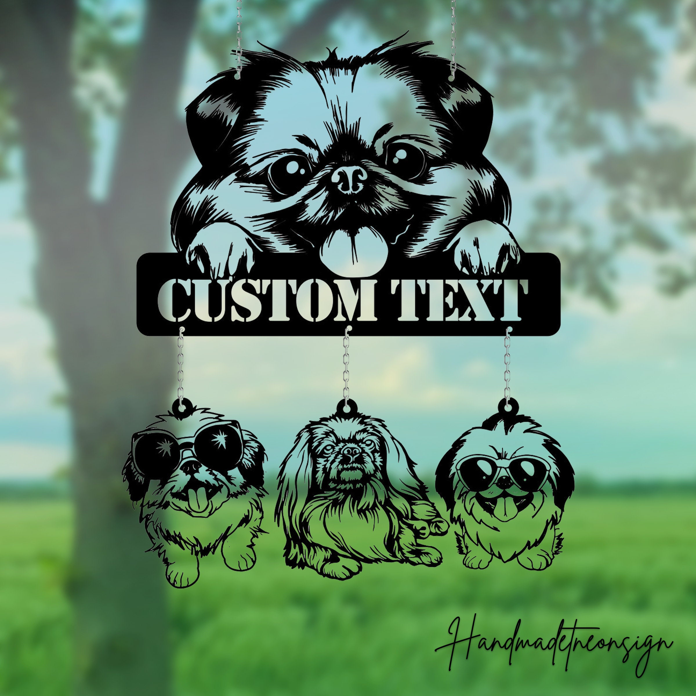 Custom Metal Pekingese Dog Wind Chime, Personalized Metal Pekingese Dog ...