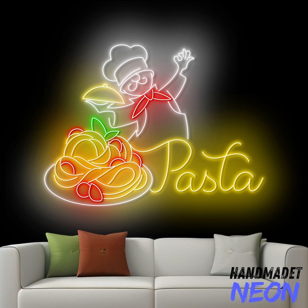 Pasta Chelf Neon Sign, Italian Cuisine Led Sign, Spaghetti Led Light ...