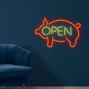 Butcher Shop Neon Led Sign, Pig Led Sign, Wall Decor, Custom Neon Sign ...