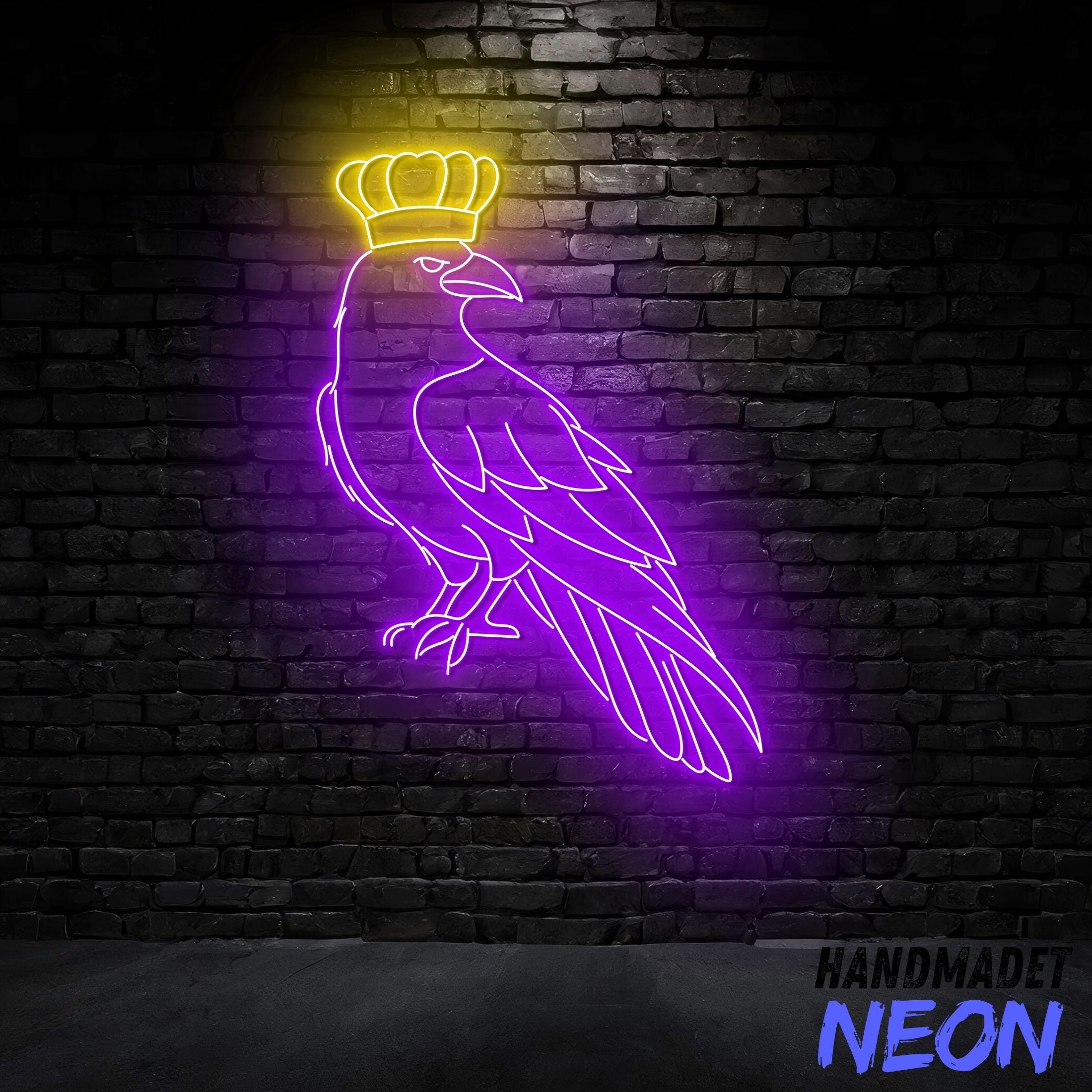 Raven With Crown Neon Sign, Raven Led Sign, Raven Led Light, Animal ...