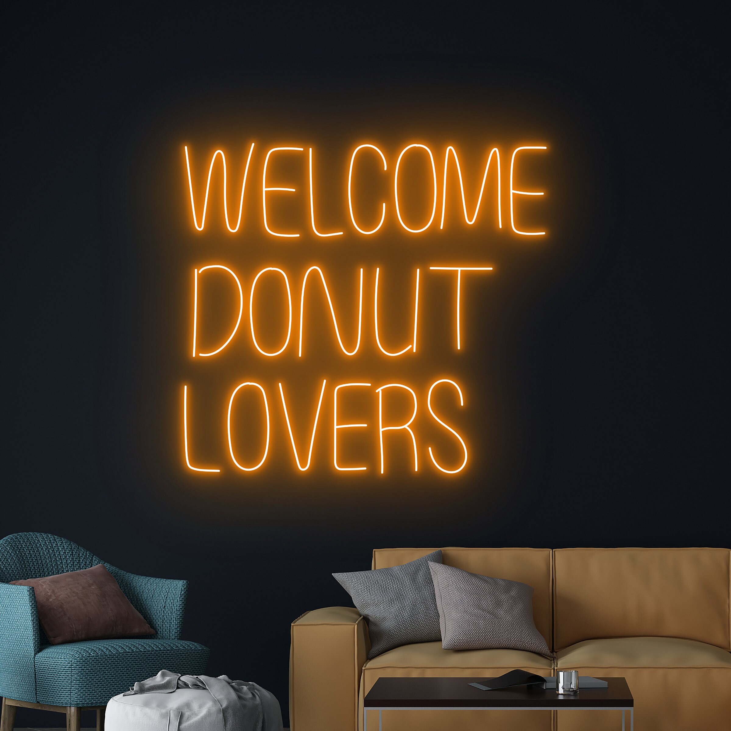 Welcome Donut Lovers Neon Sign, Donut LED Sign, Donut Neon Light, Donut ...