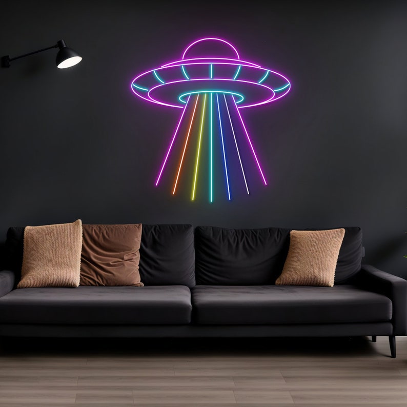 Rainbow UFO Neon Led Sign, Rainbow UFO Neon Sign, Wall Decor, Led Light ...