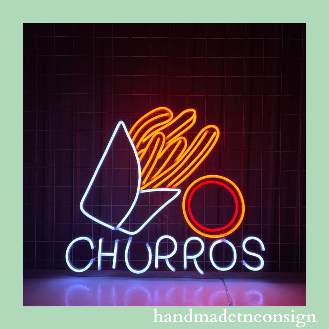 Churro Neon Sign, Churro Led Sign, Churro Led Light, Restaurant Neon Light, Food Shop Store Room ...