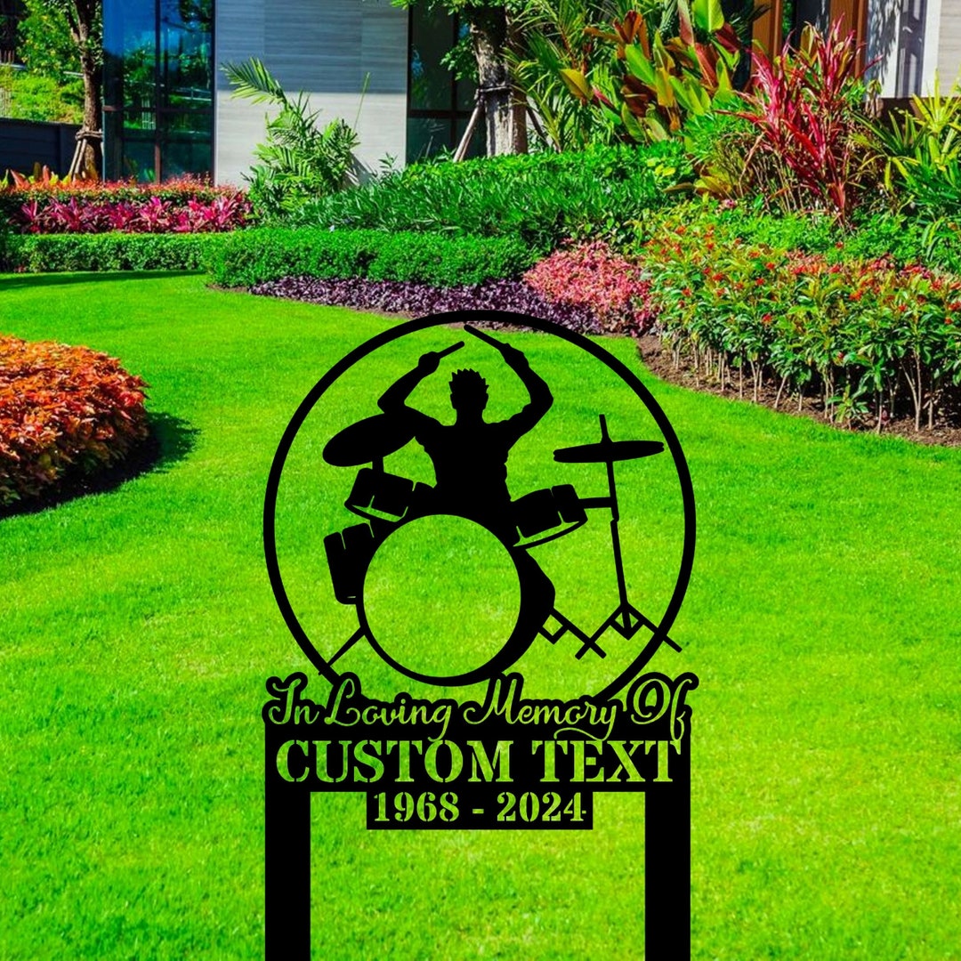 Custom Drummer Memorial Stake Metal Sign - Personalized Outdoor Drummer ...