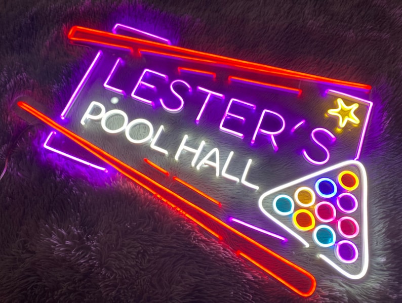 Pool Hall Neon Sign Pool Hall Led Sign Billiards Led Sign - Etsy