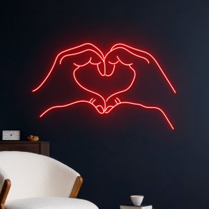 Heart Hand Neon Sign, Heart Hand Neon Light, Heart Led Light, Hand Led ...