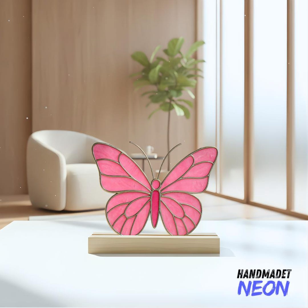 Butterfly Stained Glass Wooden Base: Butterfly Decoration Gift - Etsy