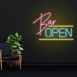 Bar Open Led Sign, Open Led Sign, Wall Decor, Bar Neon Sign, Custom ...