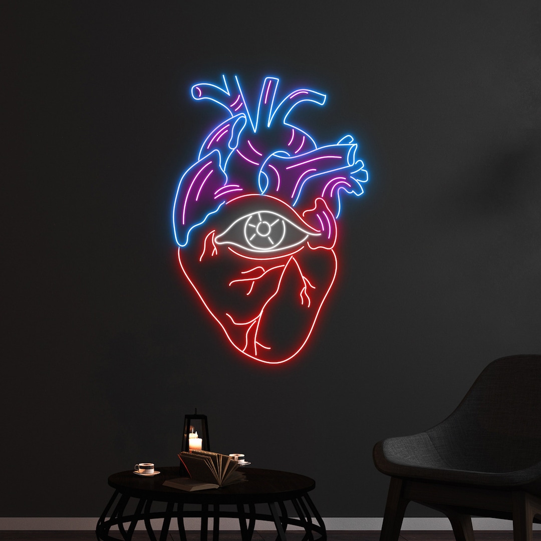 Custom Human Heart Eye Neon Sign, Human Eye Heart LED Light, Heart Neon ...