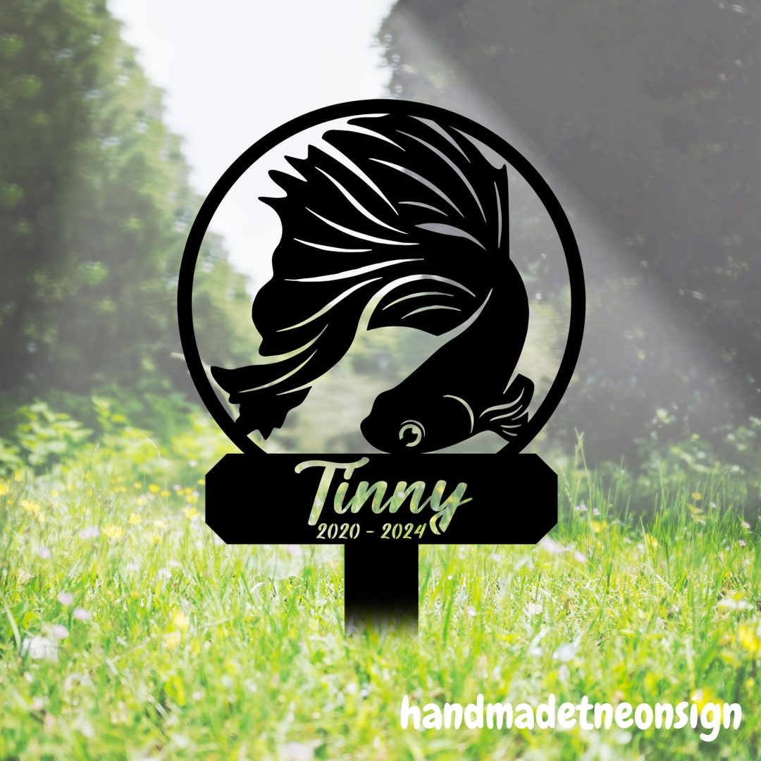 Custom Betta Fish Memorial Stake, Fishing Metal Stakes, Fish Grave ...