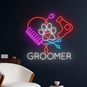 Groomer Led Sign, Grooming Neon Sign, Groom Led Light, Pet Neon Light ...