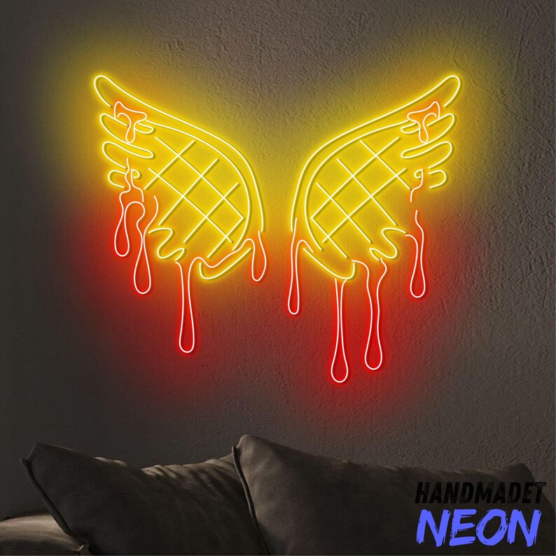 Waffle Wings Neon Sign, Waffle Led Sign, Waffle Cake Neon Light, Cake ...